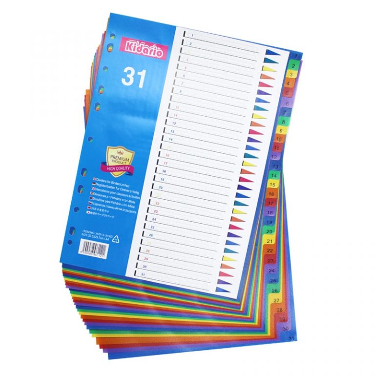 Kidario Plastic Divider (1 to 31) A4 – VIP Educational Supplies Pte Ltd