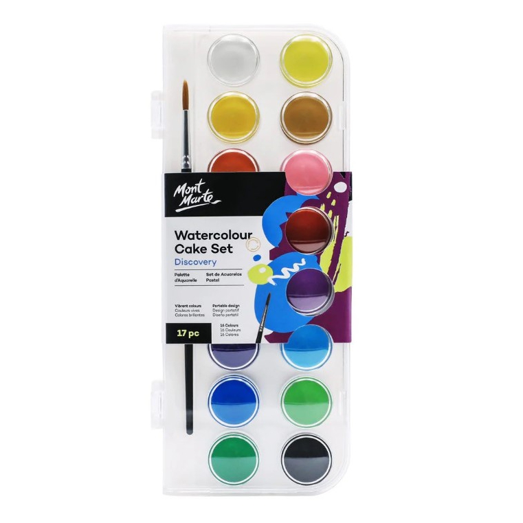 Mont Marte Watercolour Cake 16 Colour – VIP Educational Supplies Pte Ltd